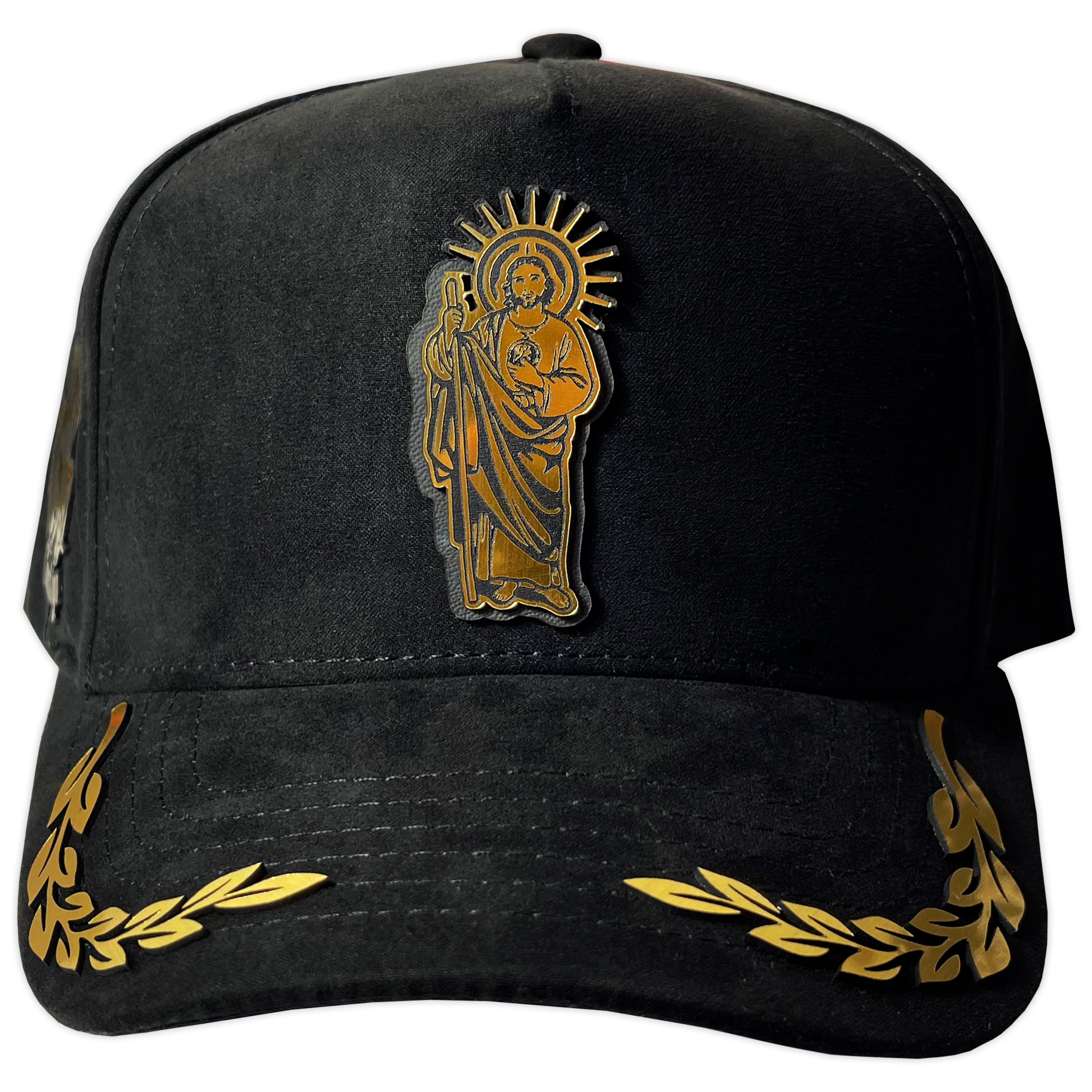 GORRA VAGO STYLE SAN JUDAS GOLD LAUREL PLACA GAMUZA – 1Iron Trendy